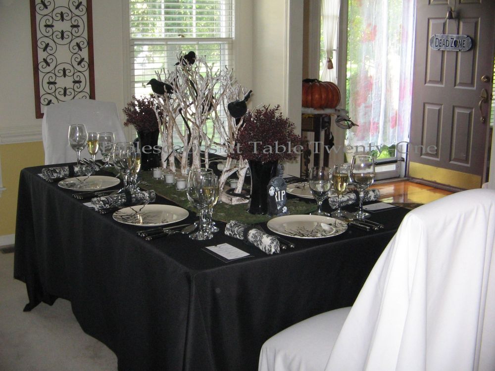 Halloween Tablescape – Ravenous Raven Graveyard Feast | Tablescapes at ...